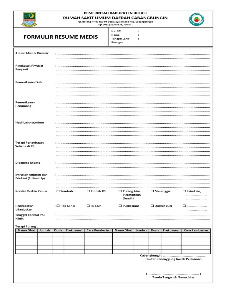 Form Resume Medis Pdf