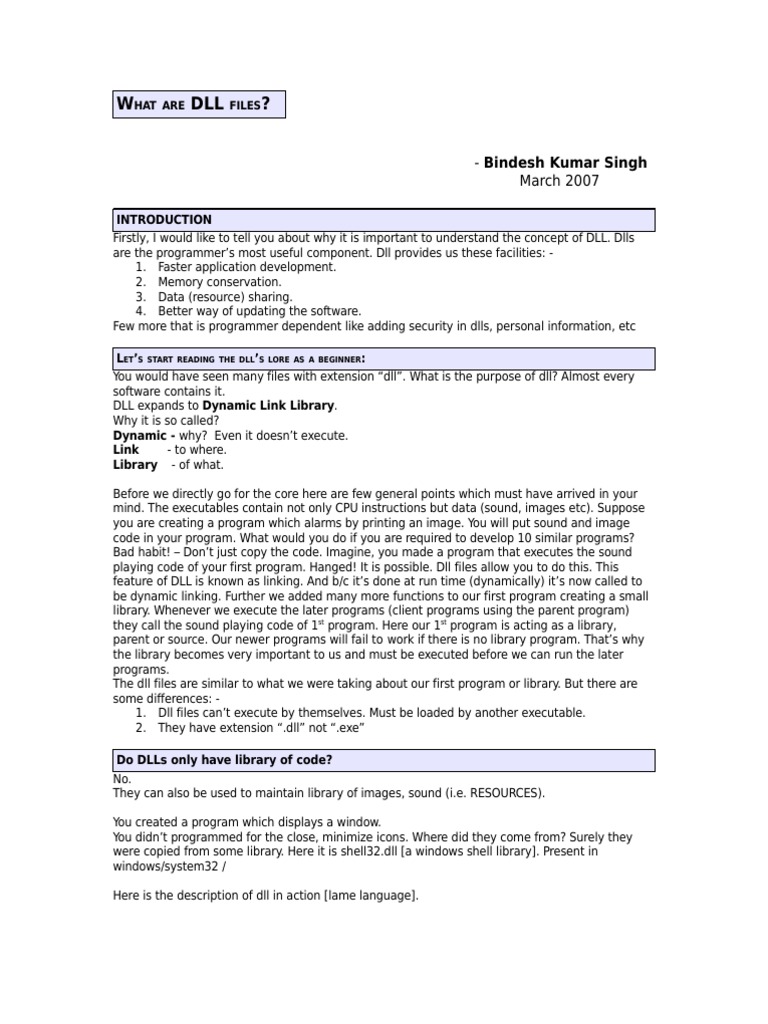 Basics of DLL | PDF | Library (Computing) | Computer Libraries