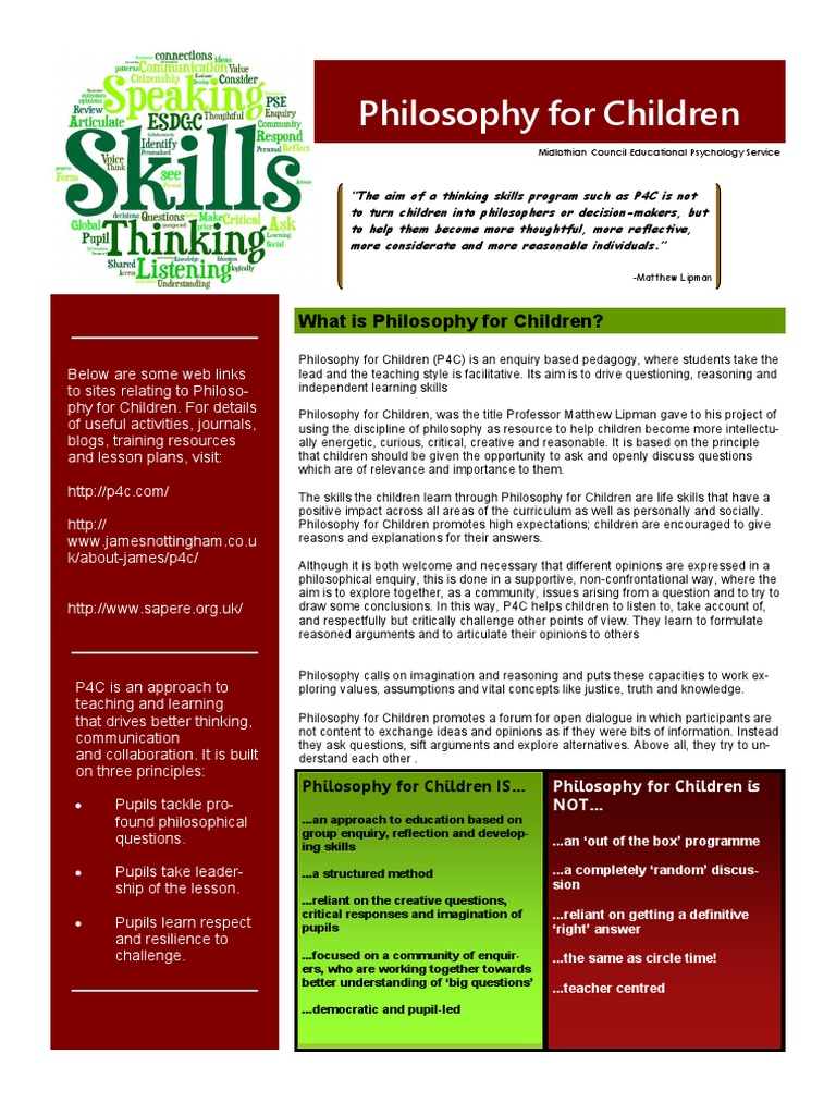 Philosophy for Children: Enhancing Thinking Skills | PDF | Question ...