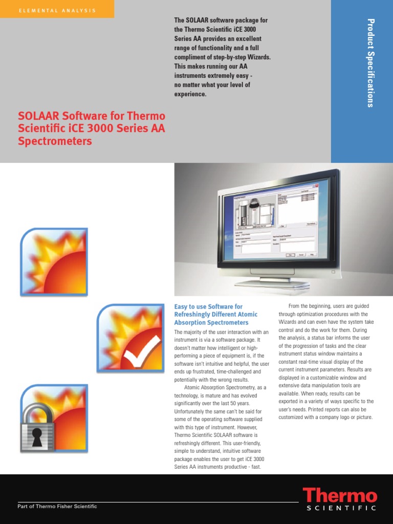SOLAAR Software For Thermo Scientific ICE 3000 Series Atomic Absorption ...