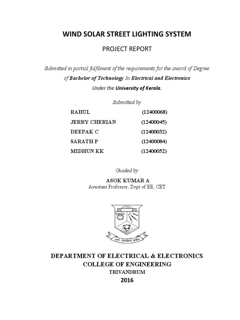 Solar and Wind Hybrid Street Light System | PDF | Photovoltaics | Solar ...