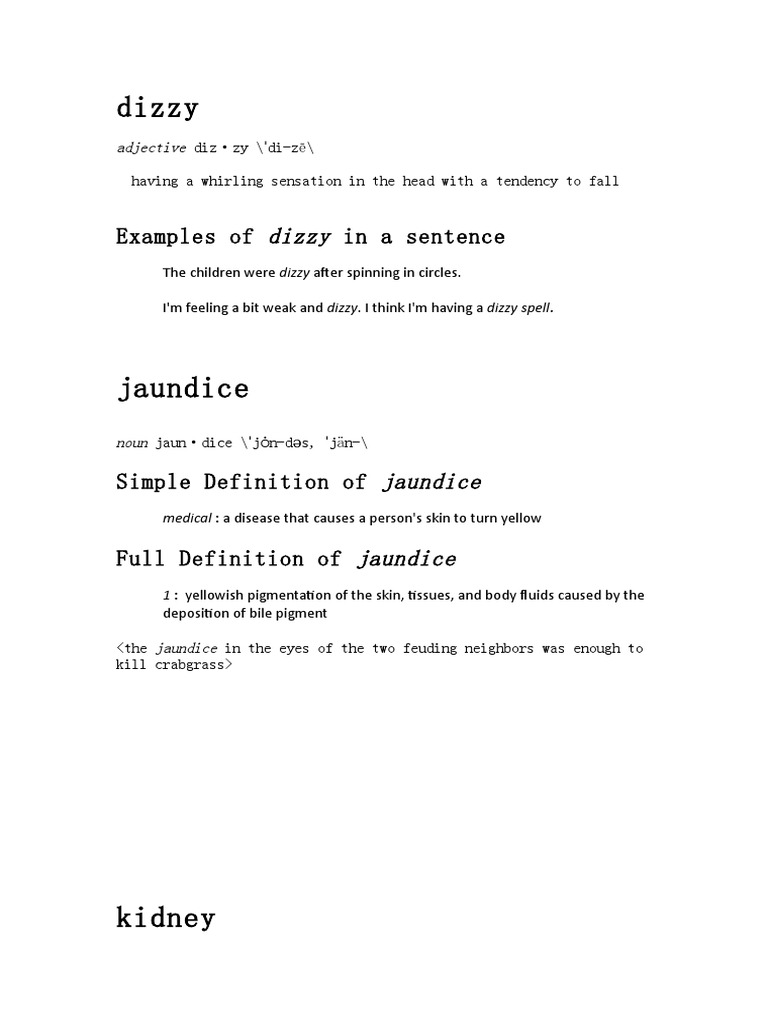 Dizzy: Examples of Dizzy in A Sentence | PDF