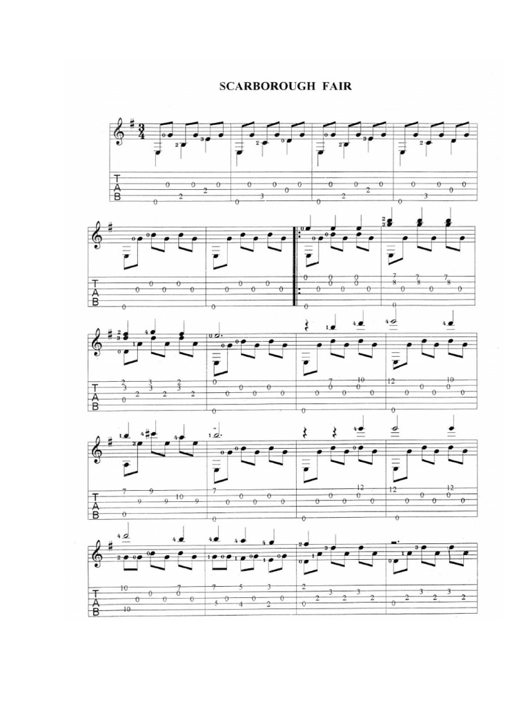 Scarborough Fair, Guitar Solo With TAB | PDF