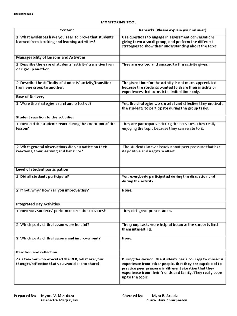 Monitoring Tool | PDF | Learning | Action (Philosophy)