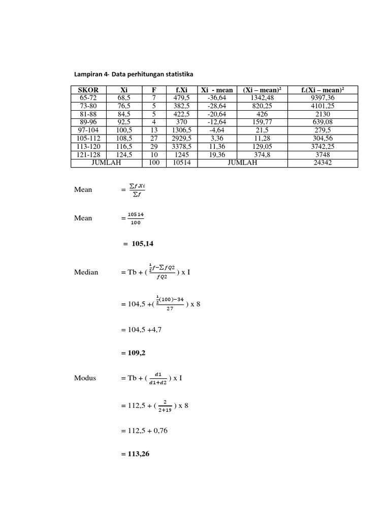 Perhitungan Statistik Revisi | PDF
