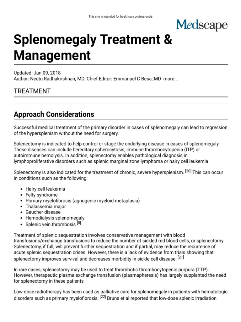 Splenomegaly Treatment Guide | PDF | Radiation Therapy | Spleen
