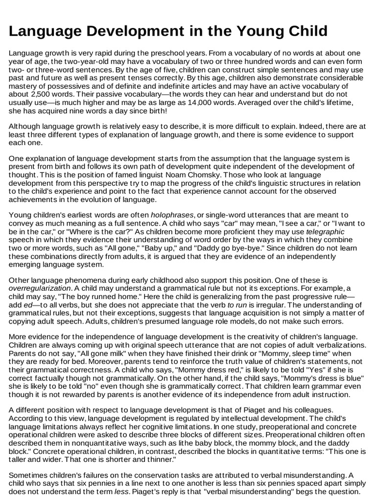 Language Development in The Young Child | PDF | Language Development ...