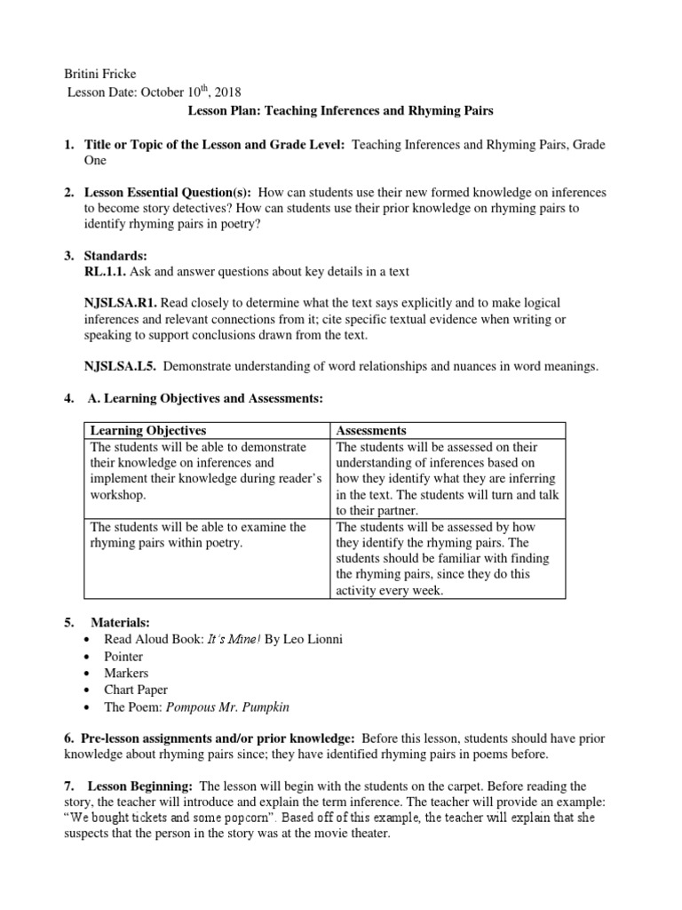 Lesson Plan One | PDF | Teachers | Lesson Plan