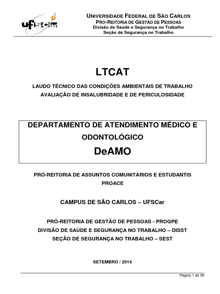 Ltcat Laudo Técnico Das Condições Ambientais de Trabalho Avaliação de ...