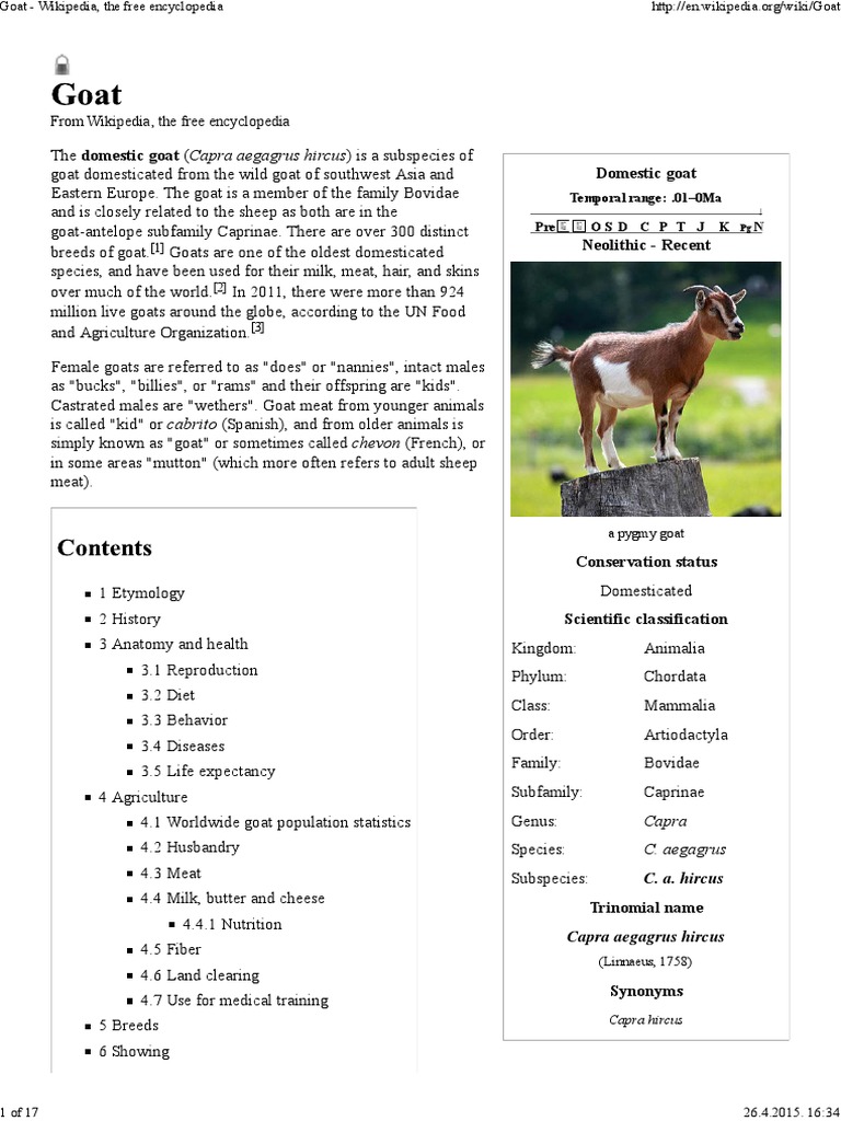 From Wikipedia, The Free Encyclopedia: Domestic Goat | PDF | Goat | Sheep