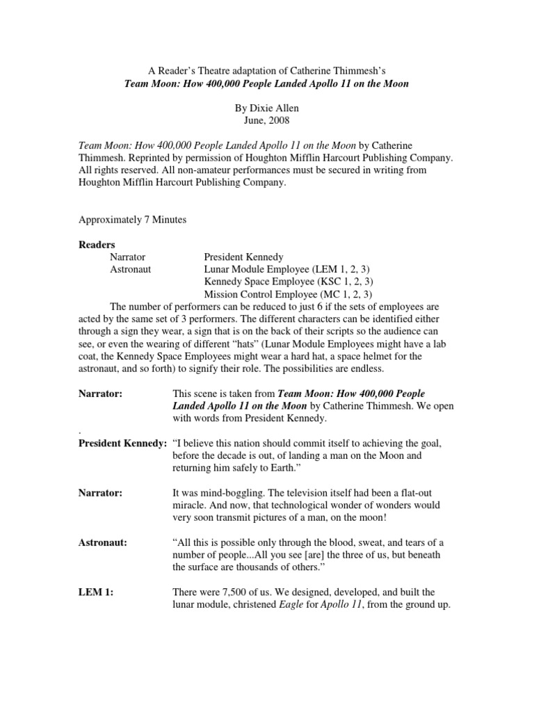 Team Moon: How 400,000 People Landed Apollo 11 On The Moon | PDF ...