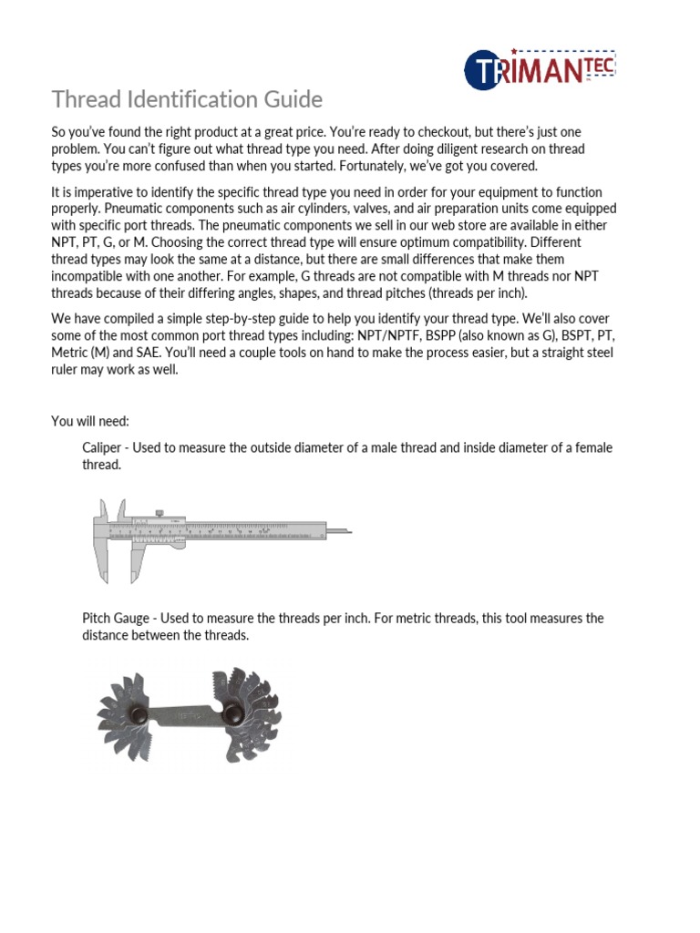 Thread Identification Guide Trimantec | PDF | Metalworking | Building ...