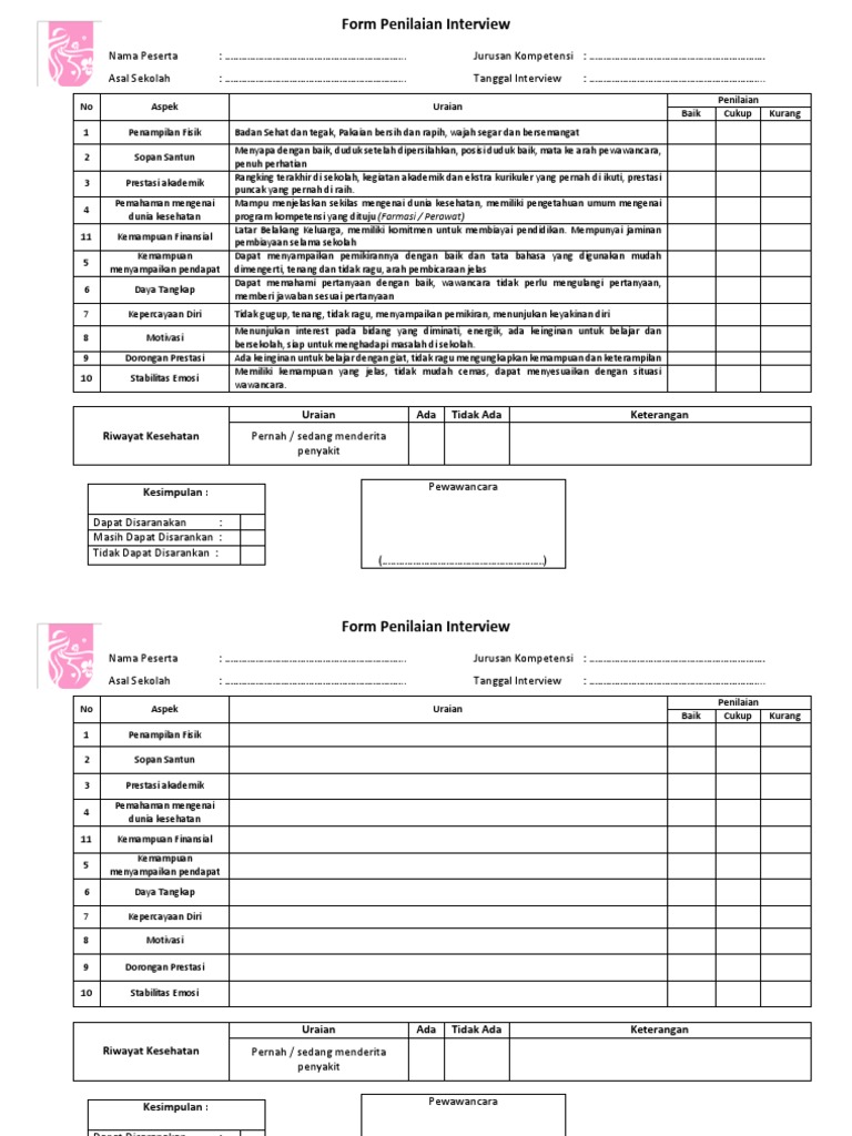 Form Penilaian Interview | PDF