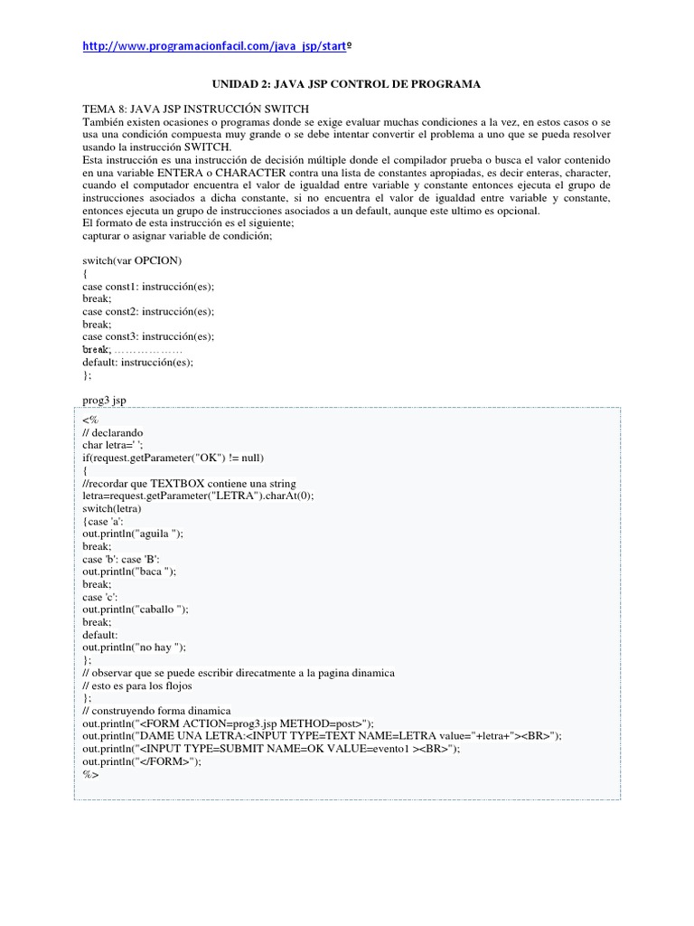 Manual de Java JSP | PDF | Java (lenguaje de programación) | Páginas del servidor Java