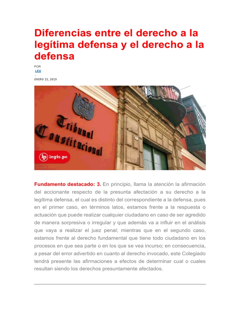 Diferencias entre el derecho a la legítima defensa y el derecho a la ...