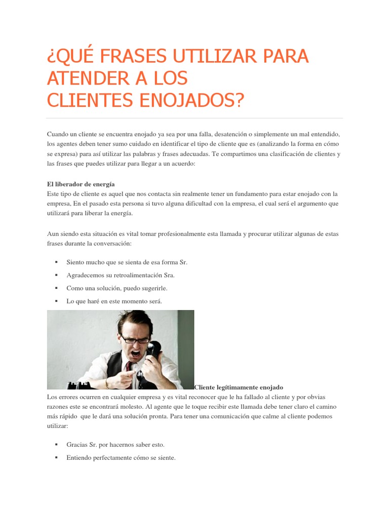 Qué Frases Utilizar para Atender A Los Clientes | PDF | Conceptos ...