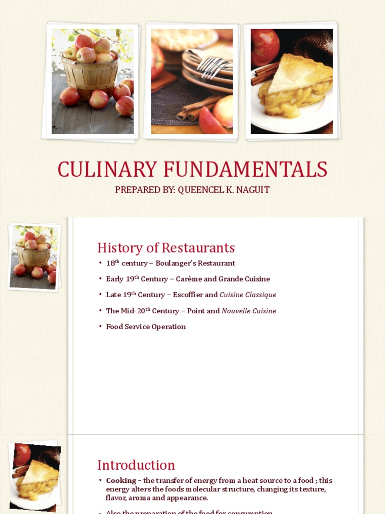 Culinary Fundamentals and History | PDF | Chef | Restaurants