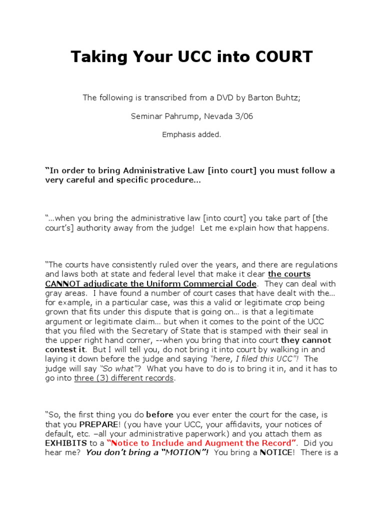 Taking Your UCC Into Court | PDF | Uniform Commercial Code | Law Clerk