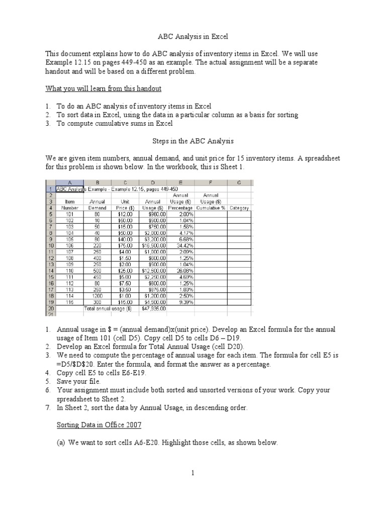 ABC Analysis Excel New2 | Spreadsheet | Microsoft Excel