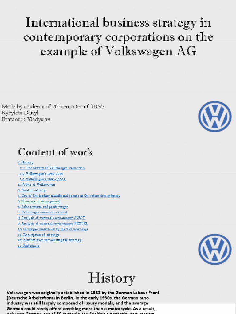 Volkswagen AG: Strategy and Analysis | PDF | Volkswagen | Volkswagen Group