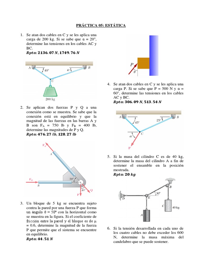 ejercicios Estática | Física y matemáticas | Física