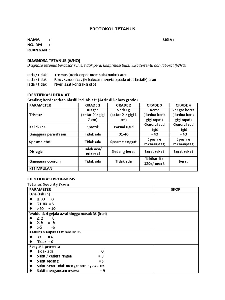 Protokol Tetanus | PDF