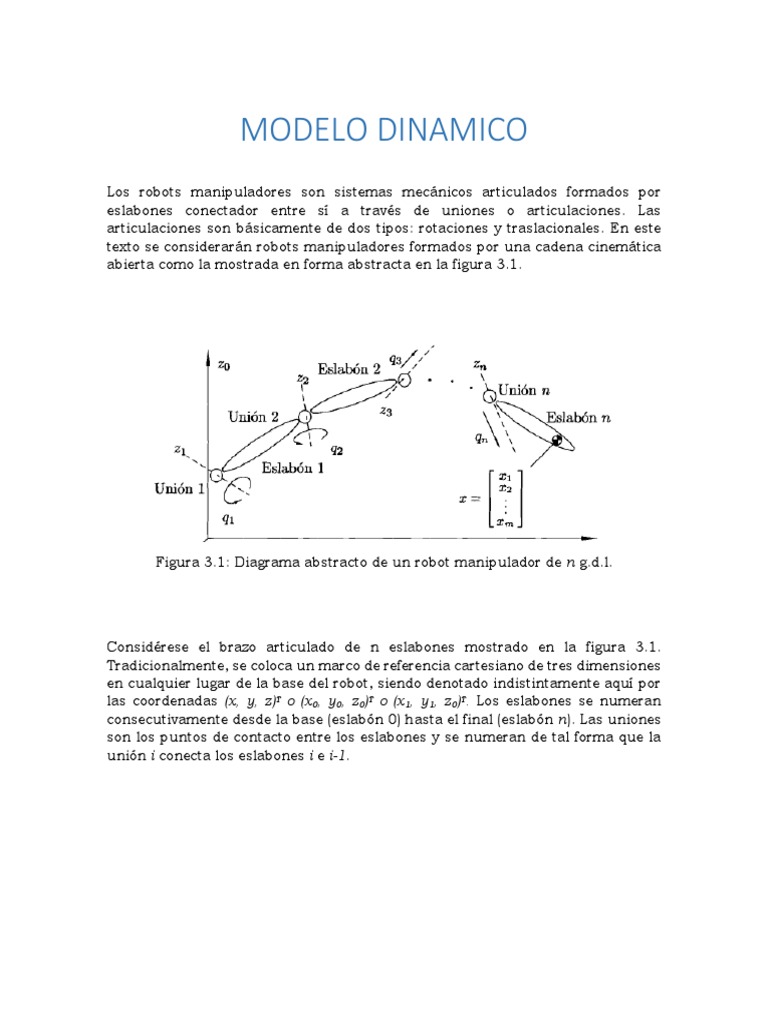 Modelado Dinámico de Robots Manipuladores | PDF | Movimiento (física ...