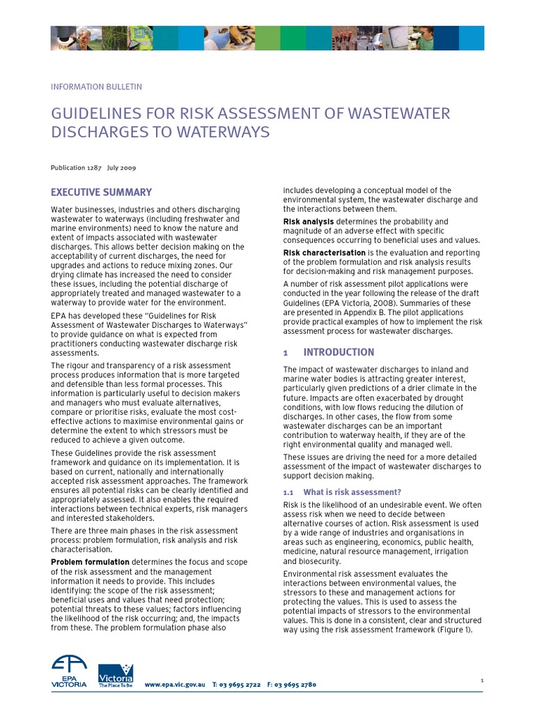 Australia Guidelines For Wastewater Projects Risk Assessments | PDF ...