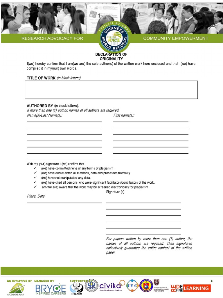 Declaration of Originality Form | PDF