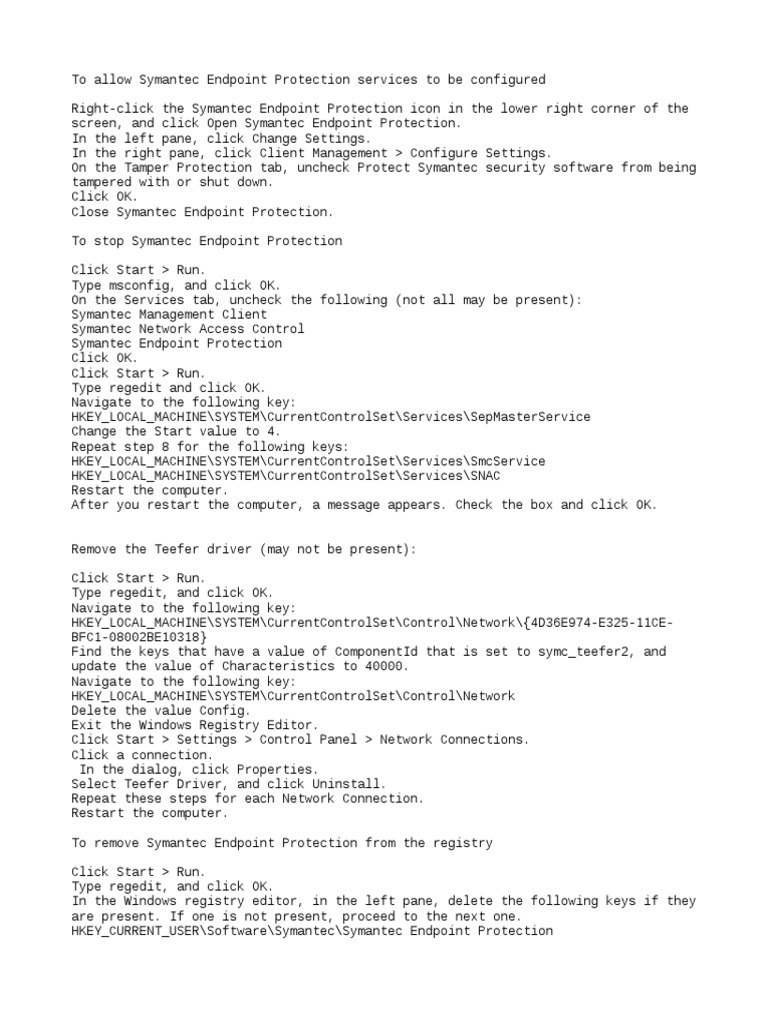 Disable Symantec Endpoint Protection | PDF | Windows Registry ...