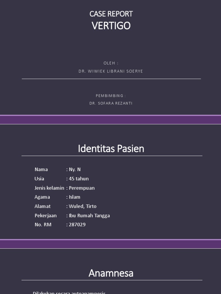 Laporan Kasus Vertigo Perifer BPPV | PDF | Kesehatan Holistik