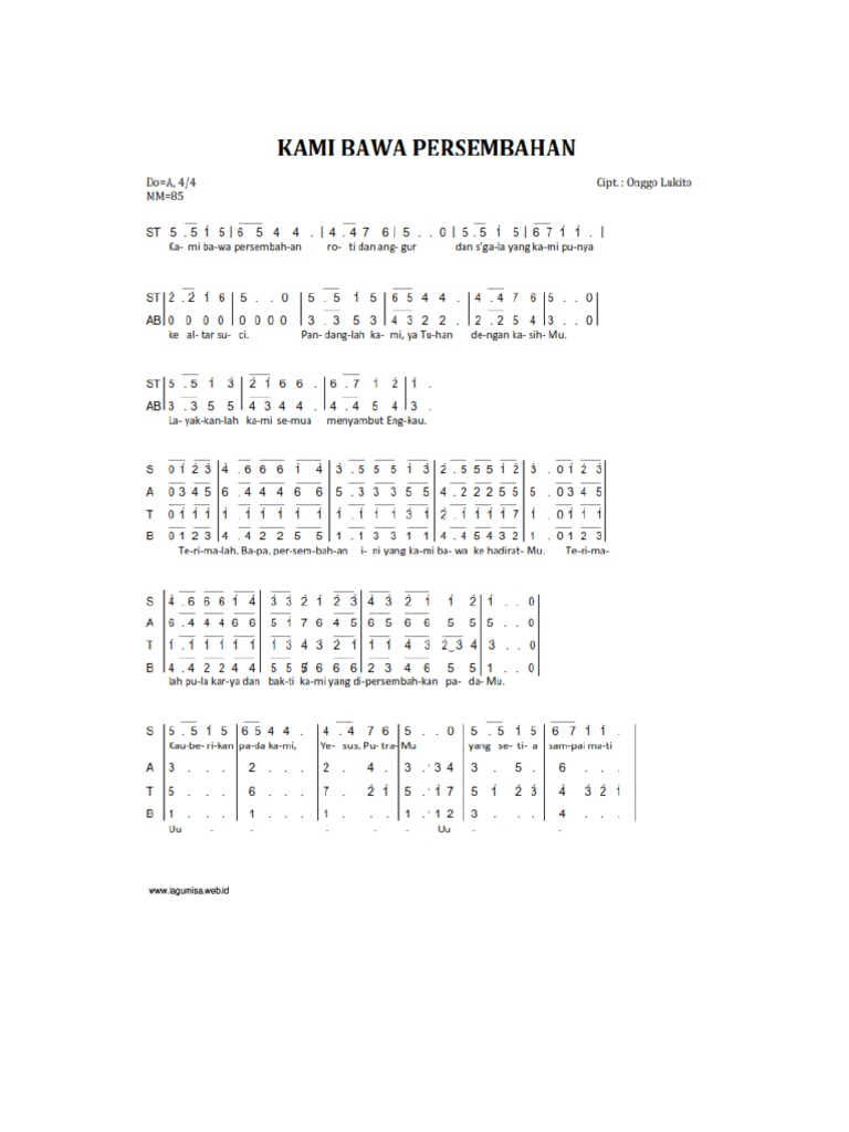 Kami Bawa Persembahan - Onggo Lukito | PDF