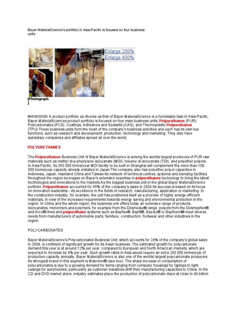 Bayer MaterialScience | PDF | Polyurethane | Materials