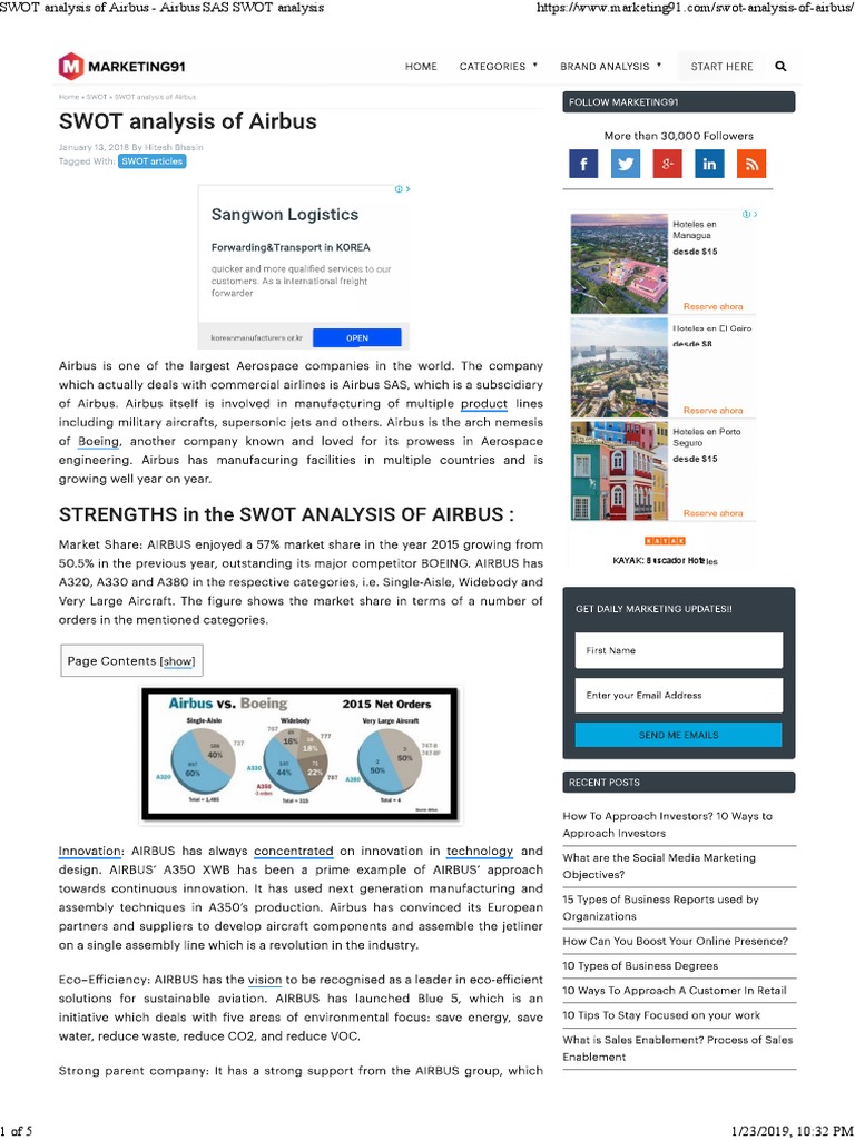 Airbus SWOT Analysis Overview | PDF | Technology & Engineering