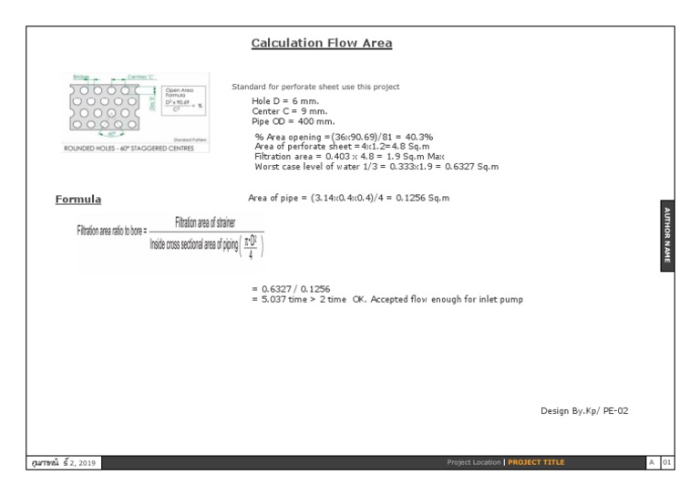 Calculation of Perforated Sheet Area and Flow Rate Acceptability for ...