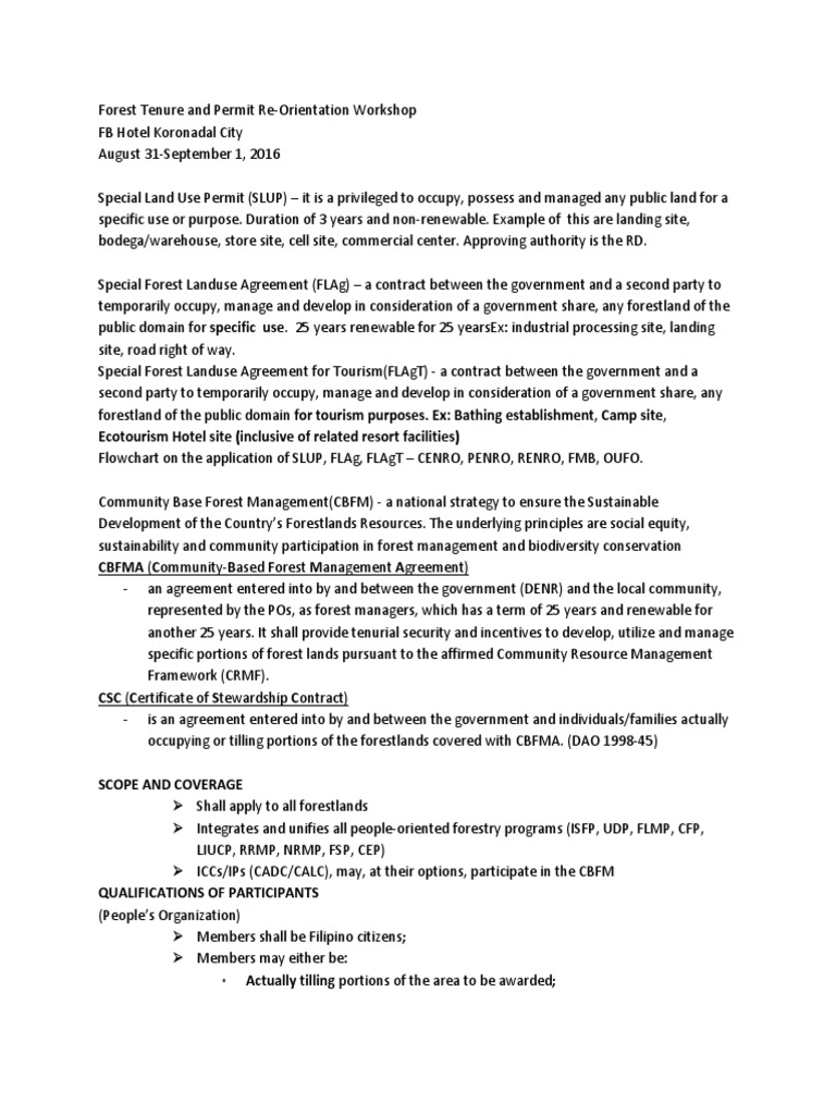Summary Report On Tenure Permit Workshop | Download Free PDF | Lumber ...