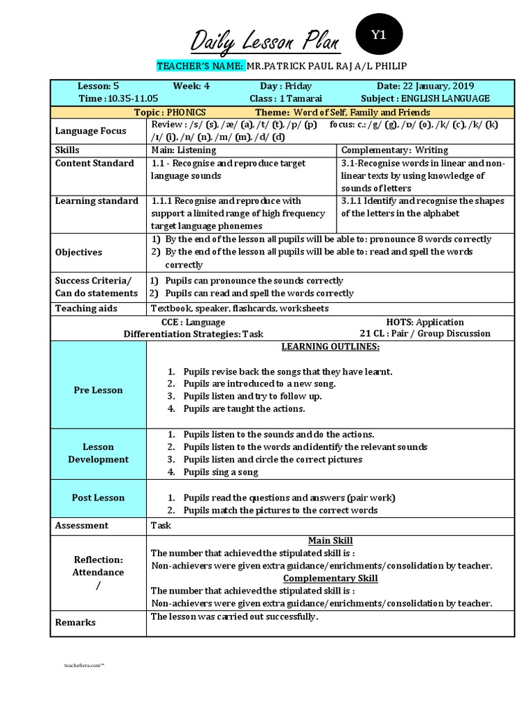 Year 1 Phonics Lesson 5 | PDF | Phonics | Lesson Plan