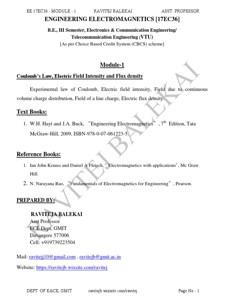 Ee-Module 1 PDF | PDF | Flux | Electric Field