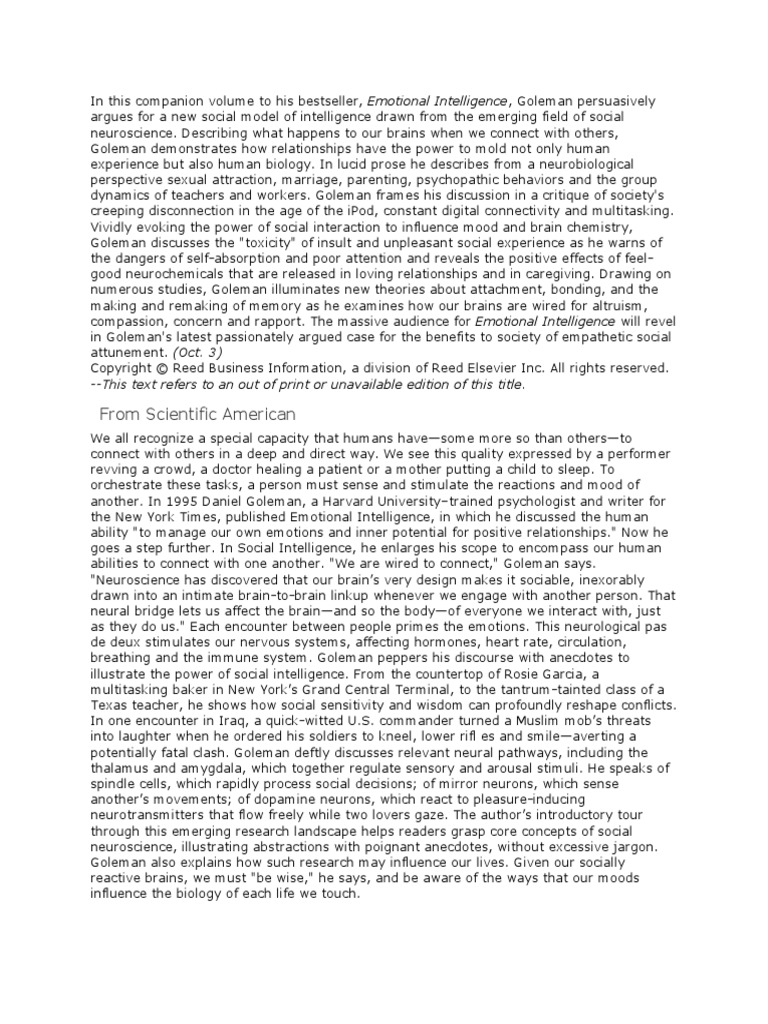 Social Intelligence | PDF | Emotions | Empathy