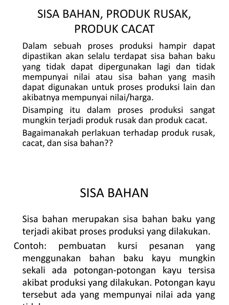 Sisa Bahan Produk Rusak | PDF