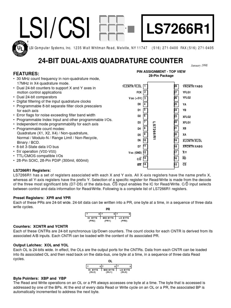 Lsi/Csi: 24-Bit Dual-Axis Quadrature Counter | PDF | Logic Gate | Input ...