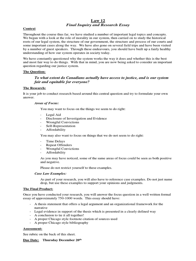 Assessing Access to Justice: An Analysis of the Fairness and Equity of ...