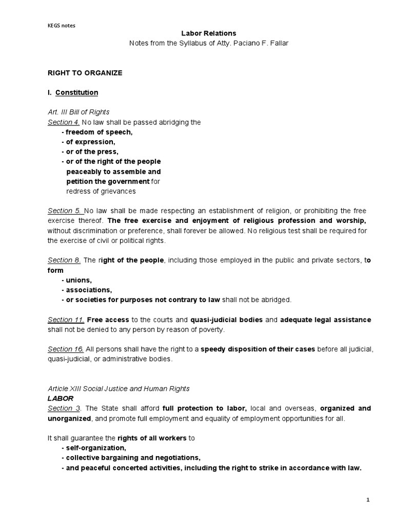 Labor Relations Notes | PDF | Trade Union | Collective Bargaining