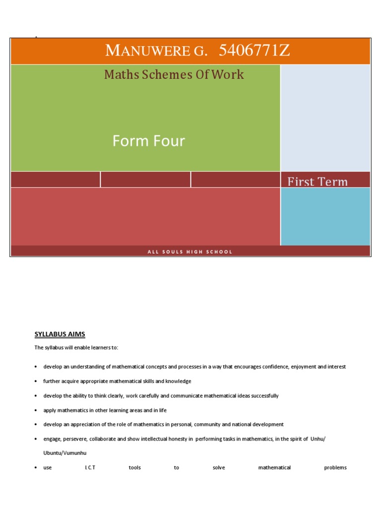 Anuwere G: Maths Schemes of Work | PDF | Teaching Mathematics | Maxima ...
