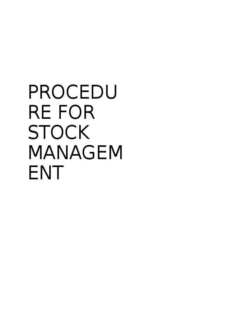 Stock Management Procedures Manual | PDF | Inventory | Business