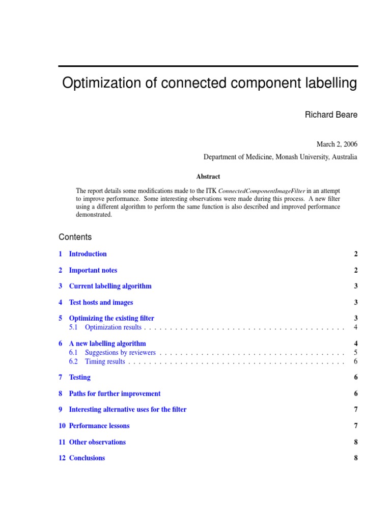 Optimization of Connected Component Labelling | PDF | Program Optimization | Algorithms