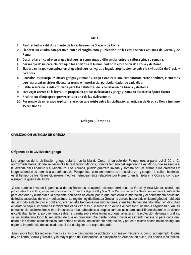 Taller Grecia y Roma | PDF | Esparta | Antigua Grecia