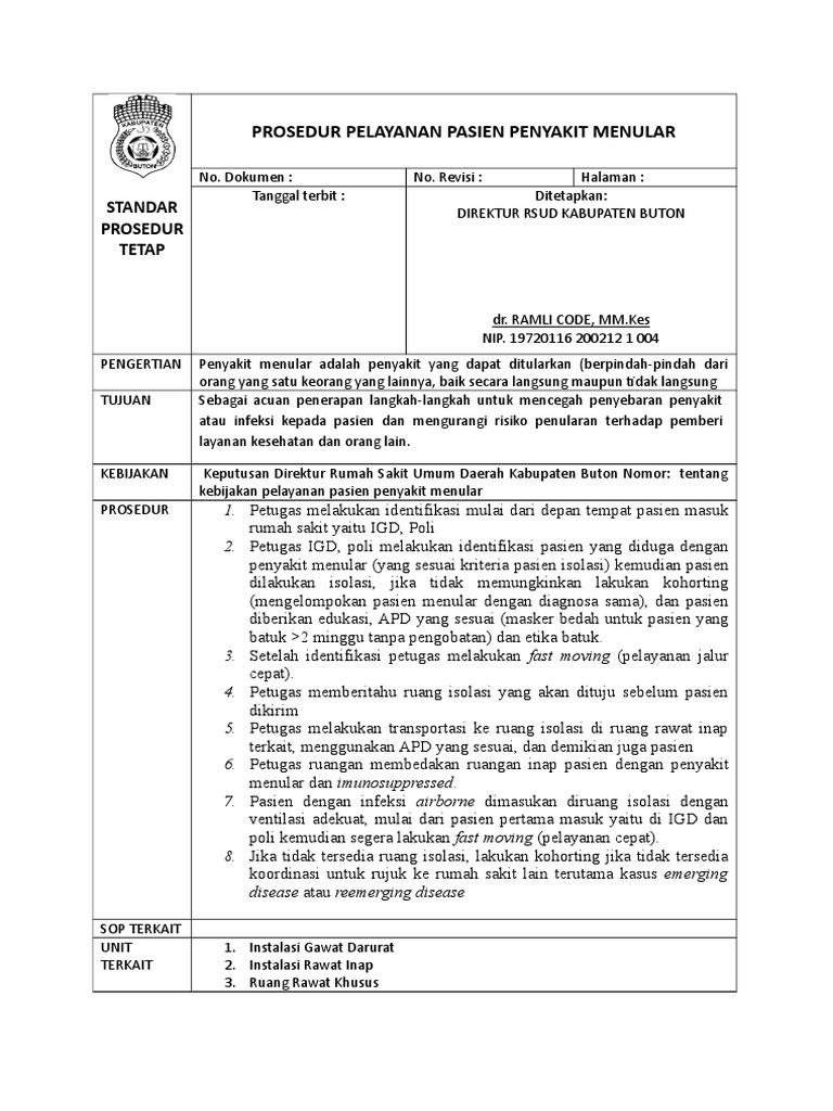 SOP Pelayanan Pasien Penyakit Menular | PDF
