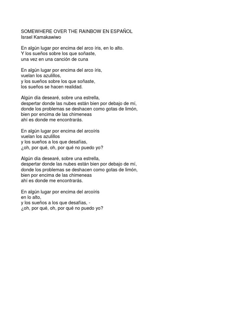 Somewhere Over The Rainbow en Español | PDF | Poesía