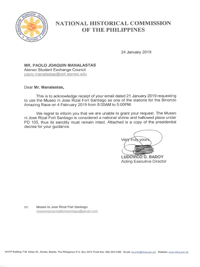 National Historical Commission OF THE Philippines: Ateneo Student ...